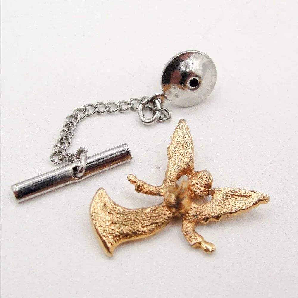 Unbranded | Accessories | Vintage Gold Tone Guardian Angel Tie Tack Pin ...
